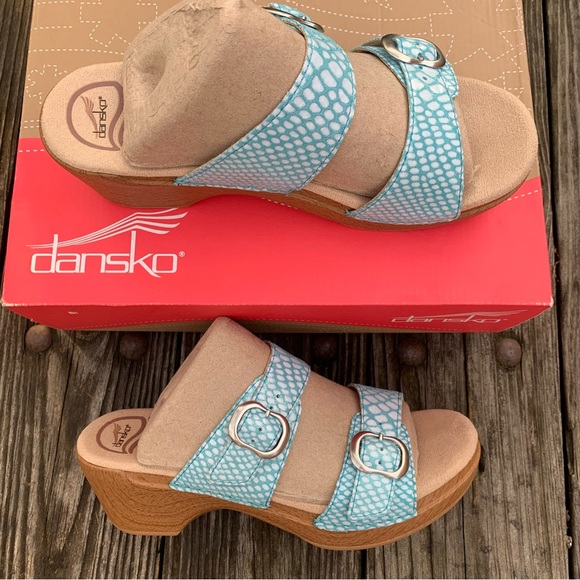 Dansko | Shoes | Dansko Blue And White Sophie Snake Turquoise Platform ...